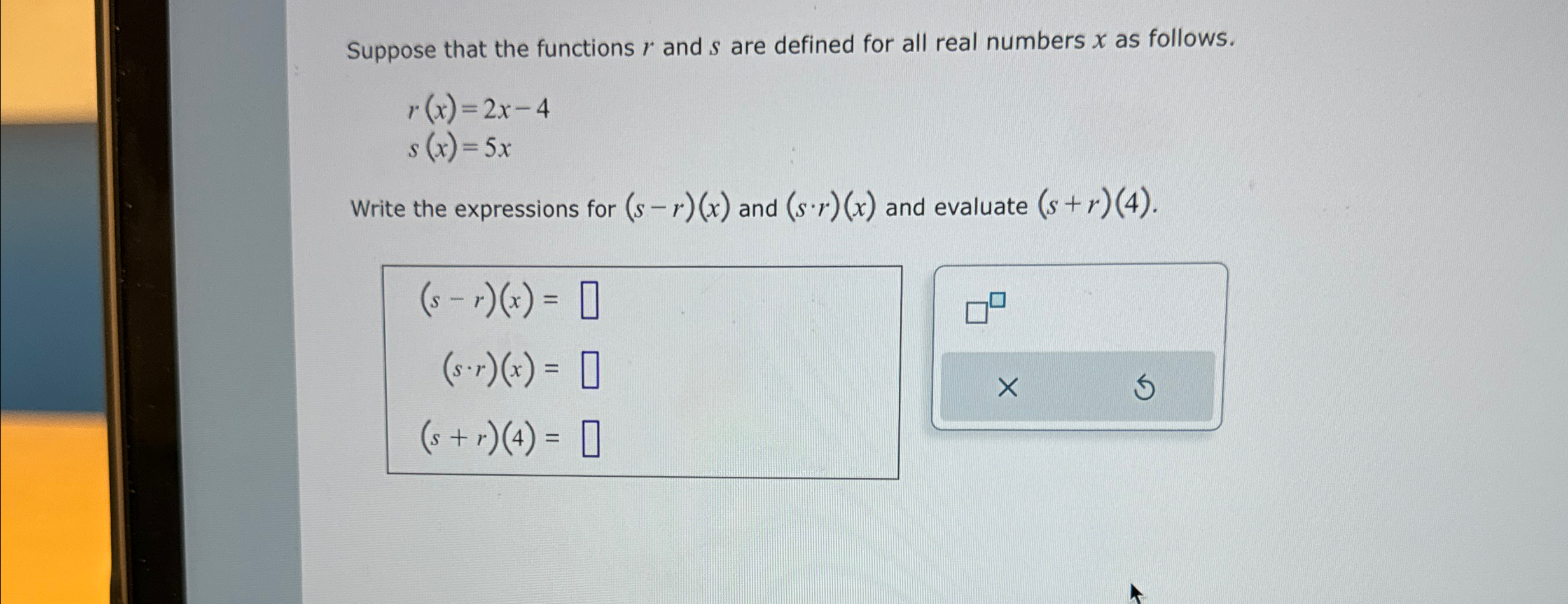Solved Suppose that the functions r ﻿and s ﻿are defined for | Chegg.com