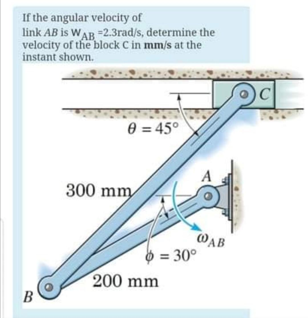 Solved If the angular velocity of link AB is WAB =2.3rad/s, | Chegg.com