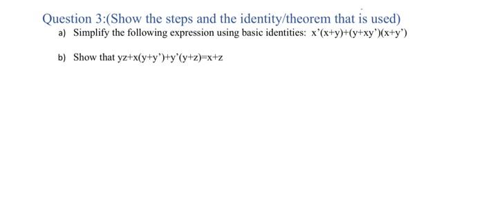 Solved Question 3:(Show the steps and the identity/theorem | Chegg.com
