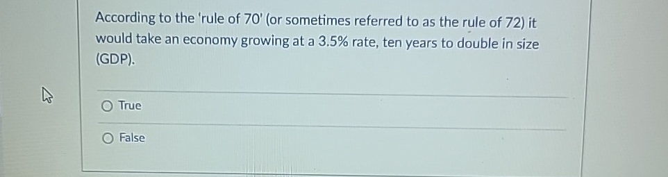 Solved According to the 'rule of 70 ' (or sometimes referred | Chegg.com