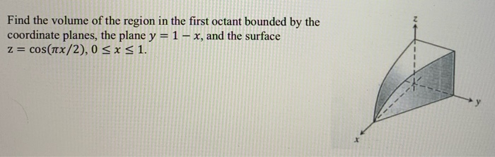 Solved Find the volume of the region in the first octant | Chegg.com