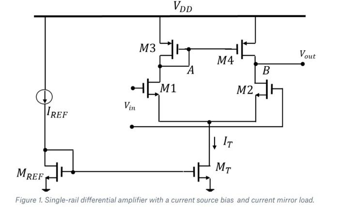Figure 1. Single-rail differential amplifier with a | Chegg.com