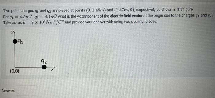 Solved Two point charges q1 and q2 are placed at points | Chegg.com