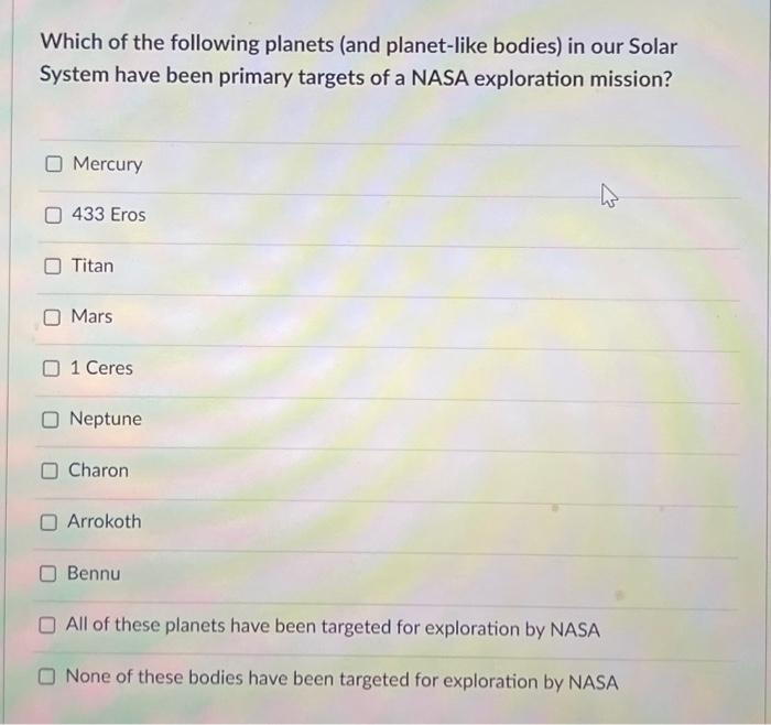 Solved Which of the following planets (and planet-like | Chegg.com