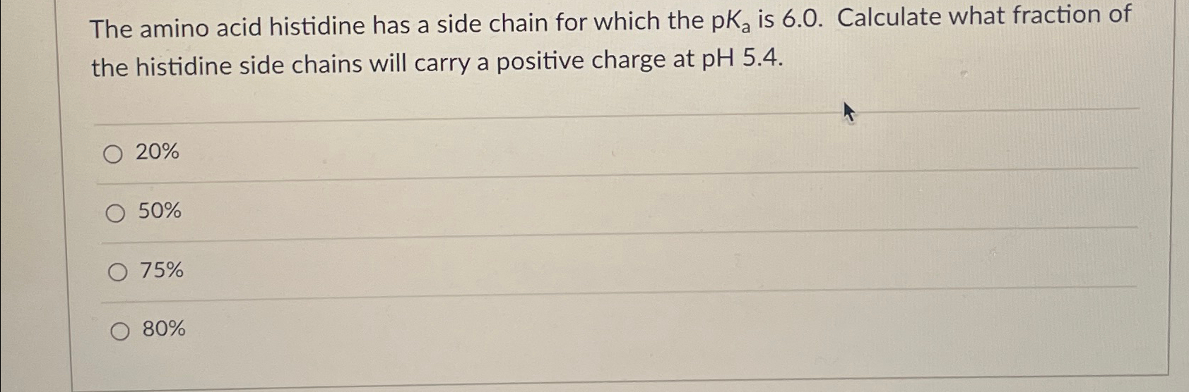 Solved The amino acid histidine has a side chain for which | Chegg.com