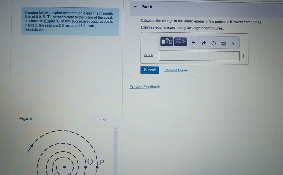 Solved A proton follows a spiral path through a gas in a | Chegg.com
