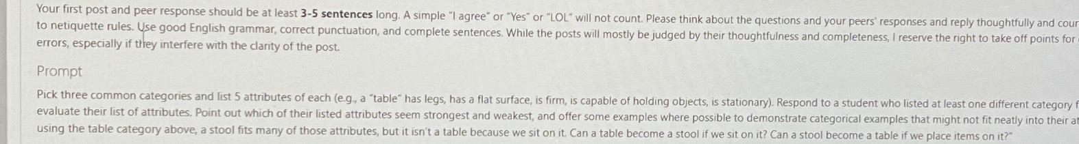 Solved Pick three common categories and list 5 ﻿attributes | Chegg.com