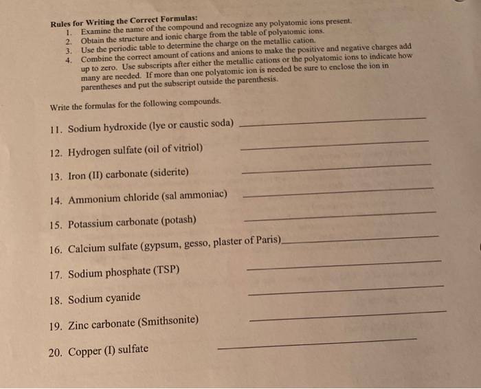 Solved Rules For Naming Complex Ionic Compounds That Contain Chegg