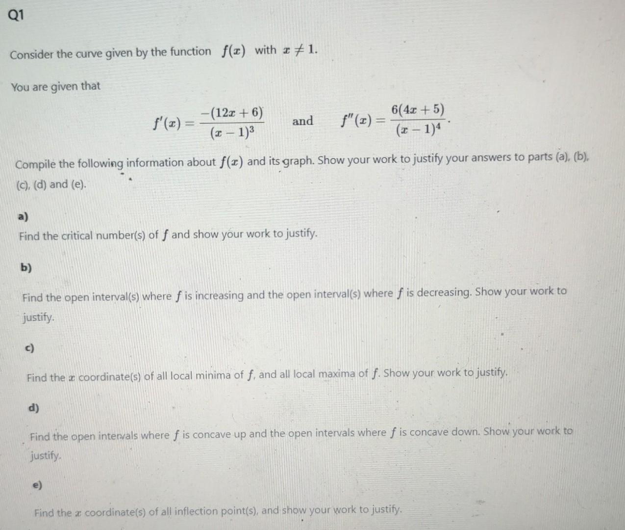 Solved Q1 Consider the curve given by the function f(x) with | Chegg.com