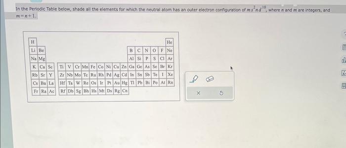 Solved In the Periodic Tabie below, shade all the elements | Chegg.com