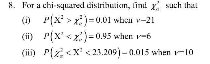 Solved 8. For a chi-squared distribution, find χα2 such that | Chegg.com