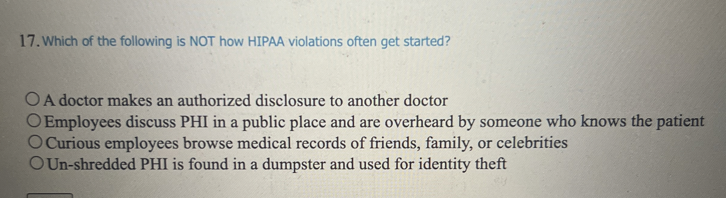 Solved Which of the following is NOT how HIPAA violations | Chegg.com