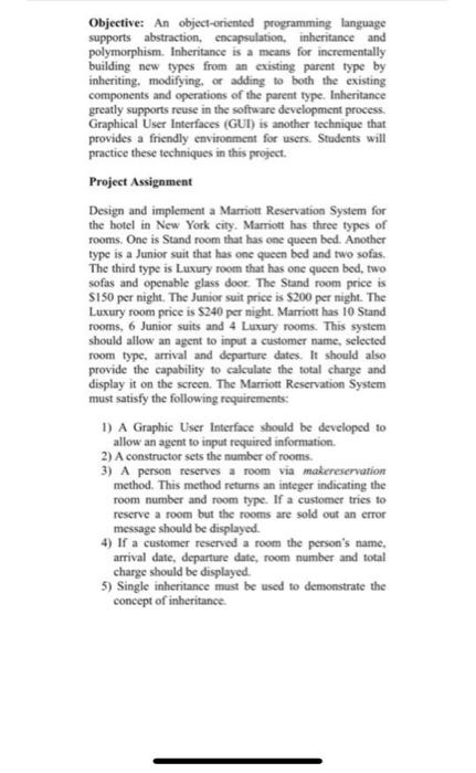 Solved Objective: An object-oriented programming language | Chegg.com