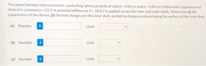 Solved The space between two concentric conducting spherical | Chegg.com