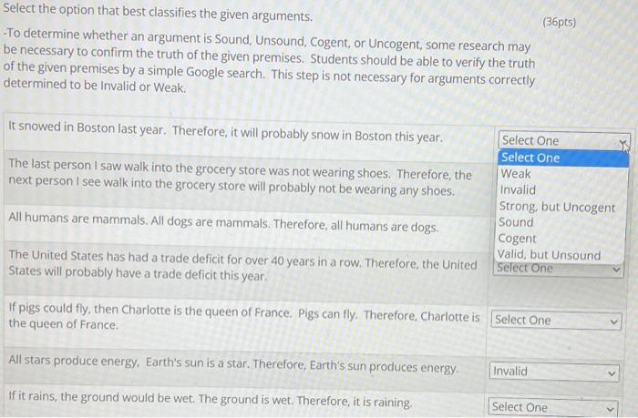 Select The Option That Best Classifies The Given 