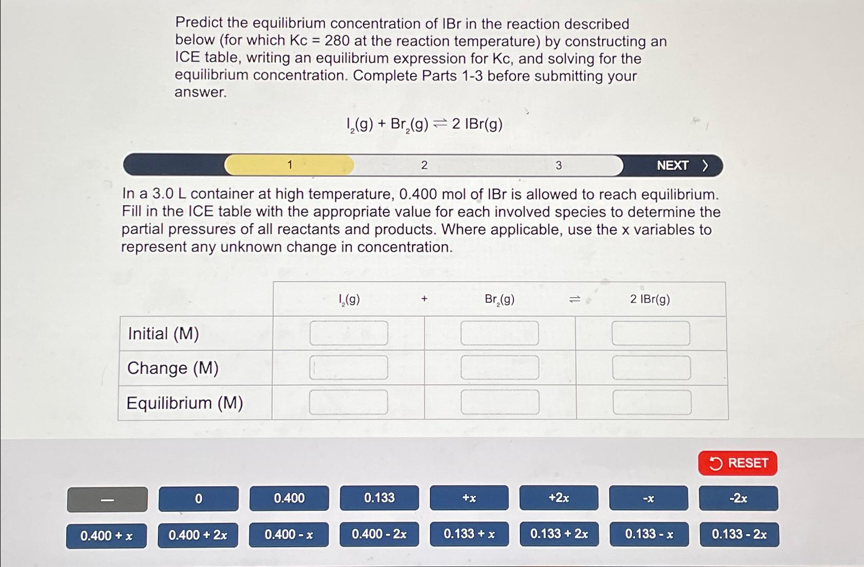 Solved Predict the equilibrium concentration of IBr in the | Chegg.com