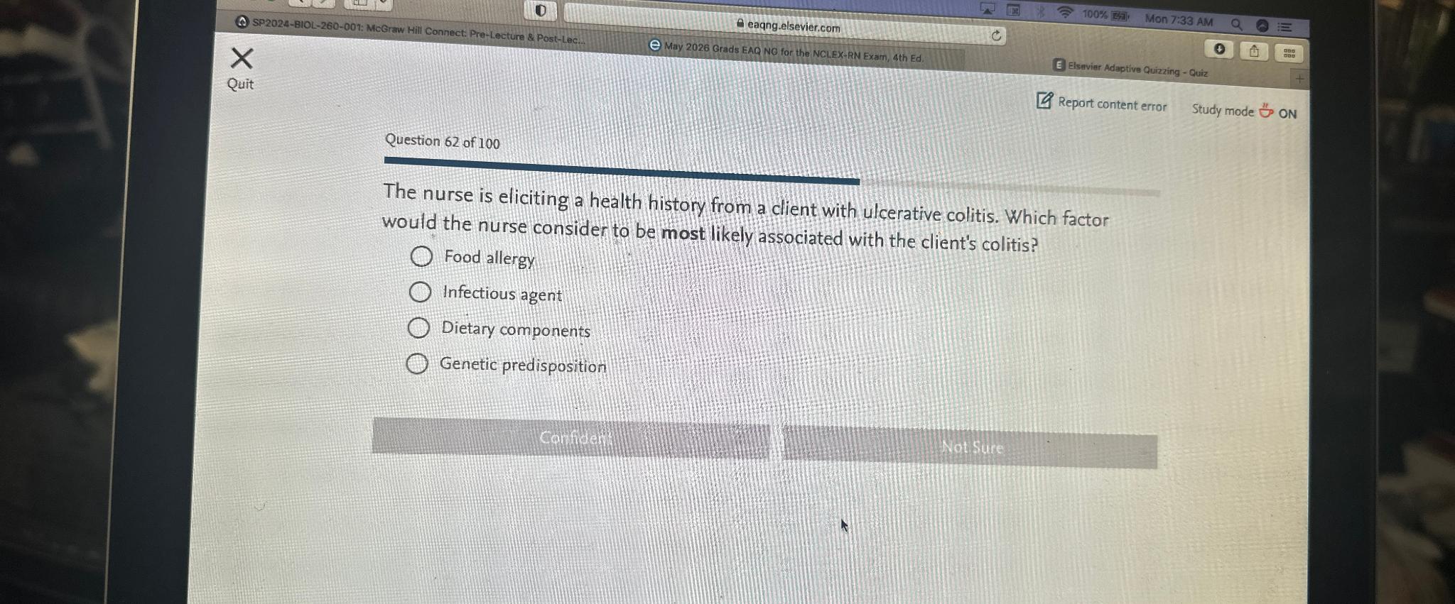 Solved QuitReport content error Study mode ONQuestion 62 | Chegg.com