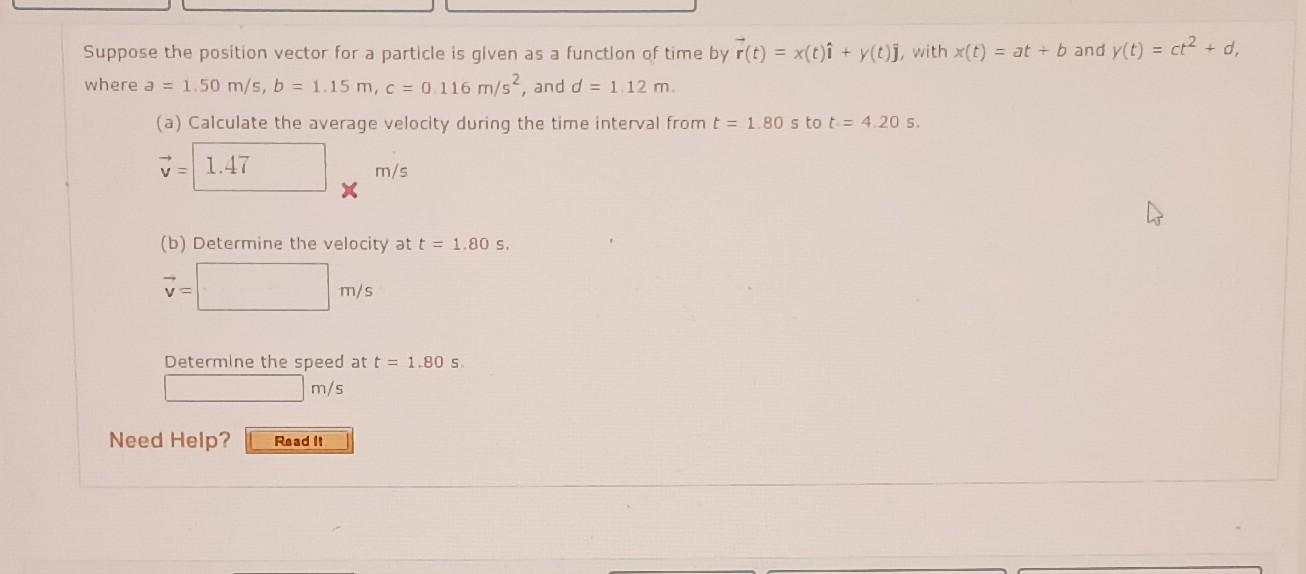 Suppose the position vector for a particle is given | Chegg.com