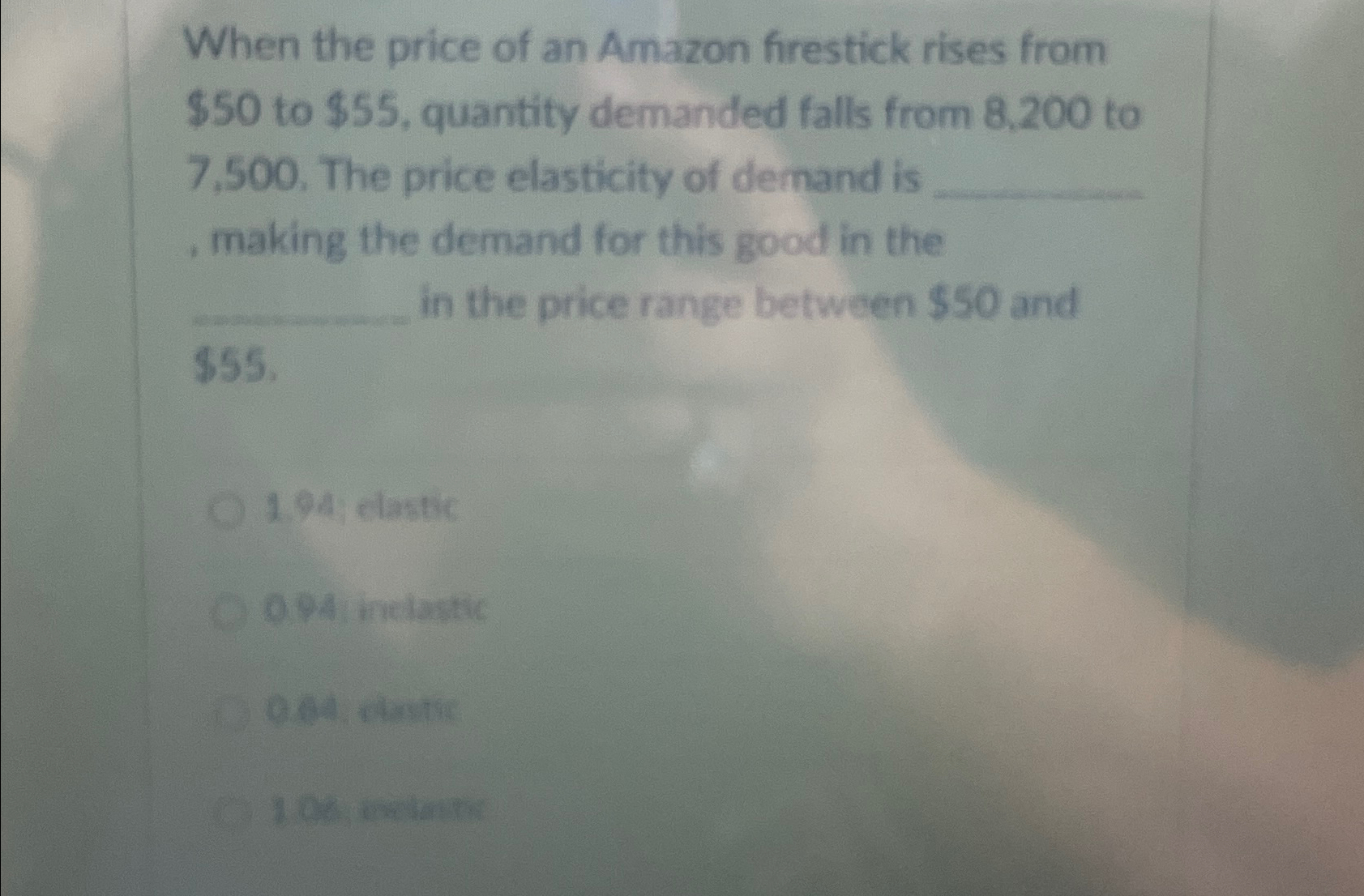 Solved When the price of an Amazon firestick rises from $50 | Chegg.com