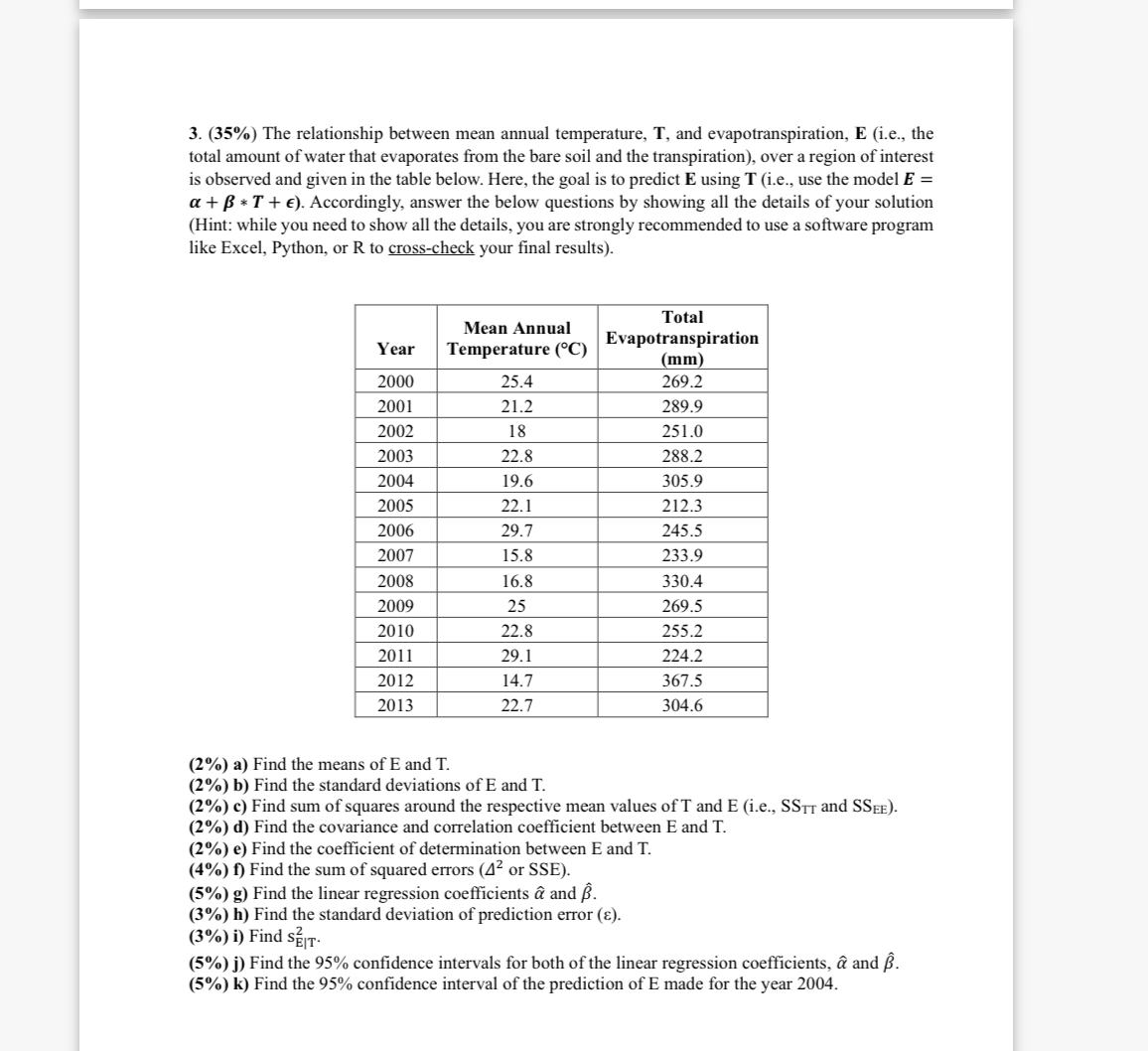 Solved ) ﻿The relationship between mean annual temperature, | Chegg.com