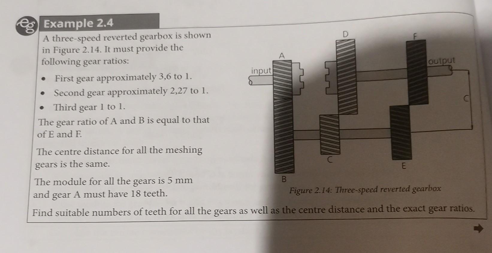Solved A three-speed reverted gearbox is shown in Figure | Chegg.com