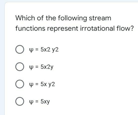 Solved Which of the following stream functions represent | Chegg.com