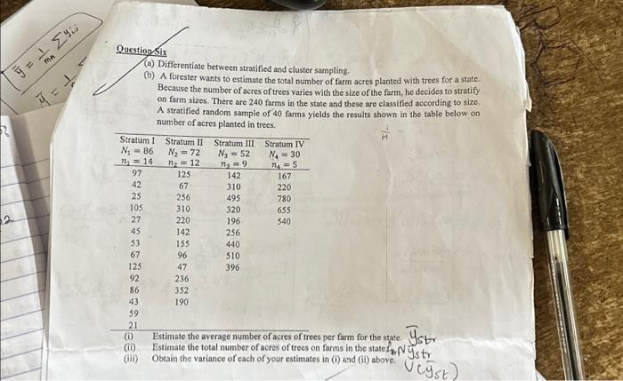 Solved (a) Differentiate between stratified and cluster | Chegg.com
