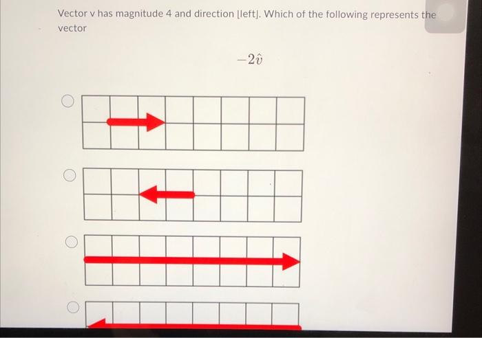 Solved Vector v has magnitude 4 and direction lleft!. Which | Chegg.com