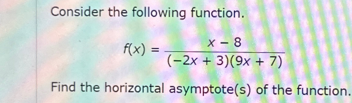 Solved Consider the following | Chegg.com