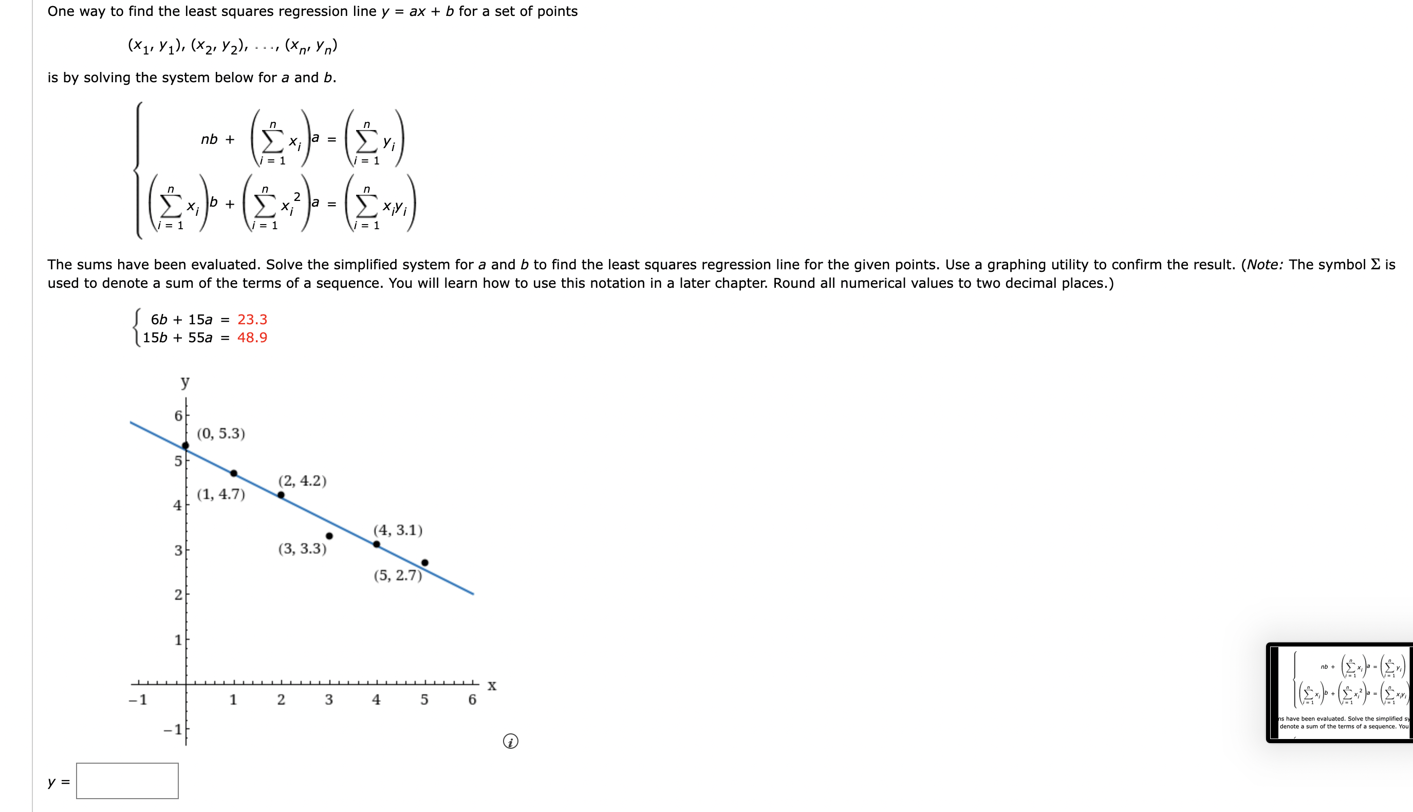 Solved One way to find the least squares regression line | Chegg.com
