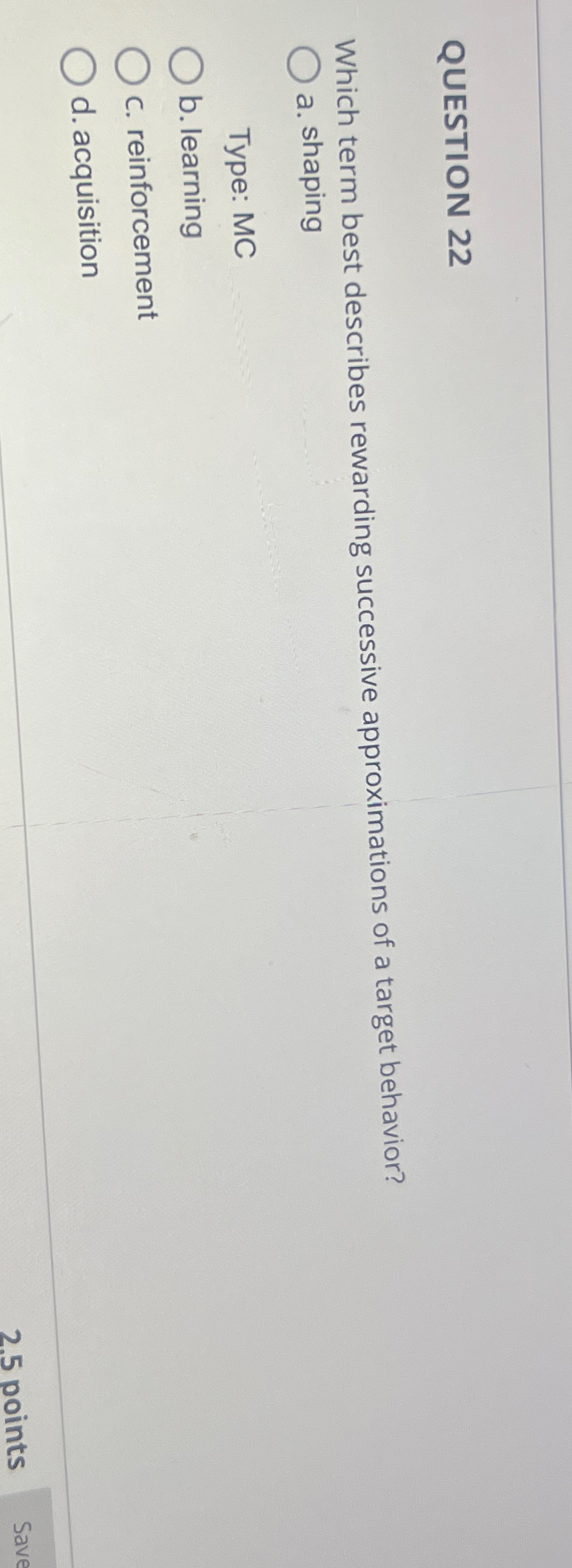 Solved QUESTION 22Which term best describes rewarding | Chegg.com