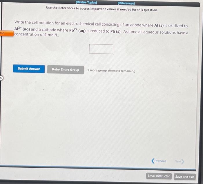Solved Write the cell notation for an electrochemical cell | Chegg.com