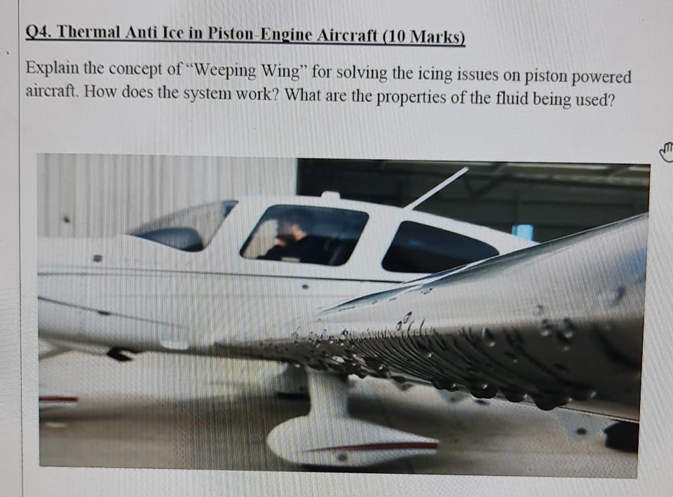 Solved Q4. Thermal Anti Ice in Piston-Engine Aircraft (10 | Chegg.com