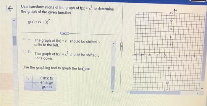 Solved Use transformations of the graph of f(x)=x2 to | Chegg.com ...