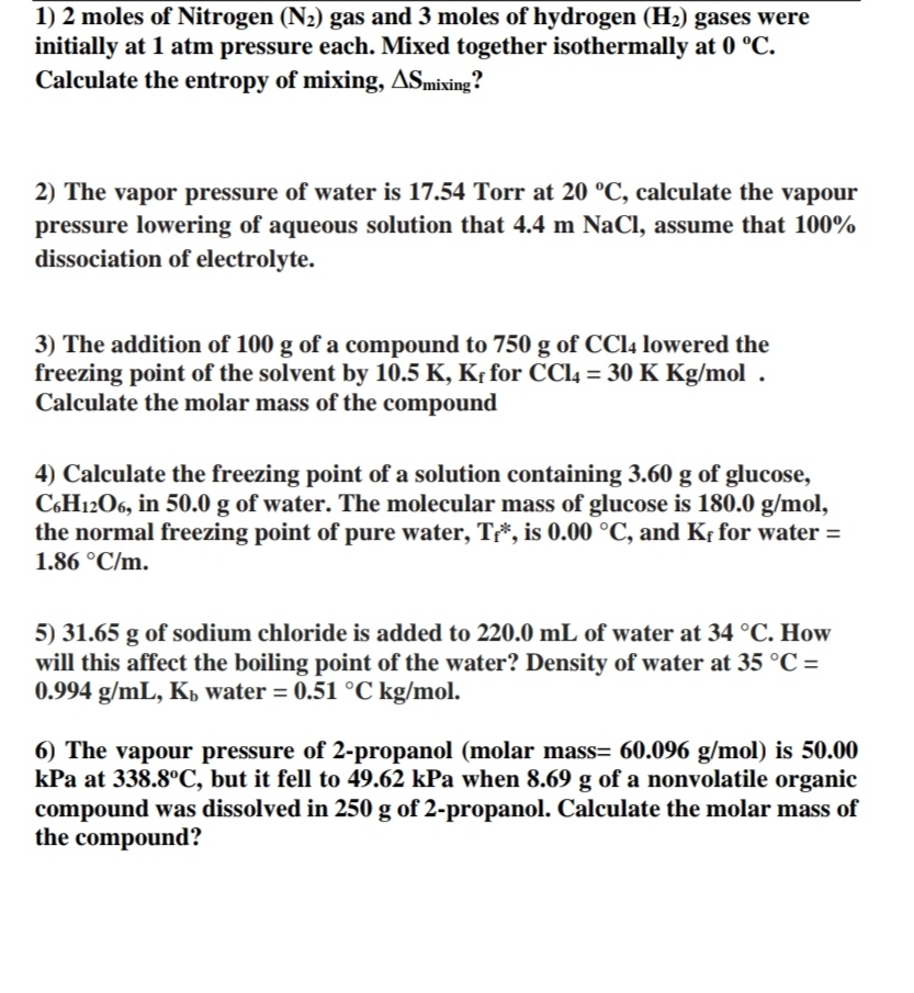 Solved 2 ﻿moles of Nitrogen (N2) ﻿gas and 3 ﻿moles of | Chegg.com