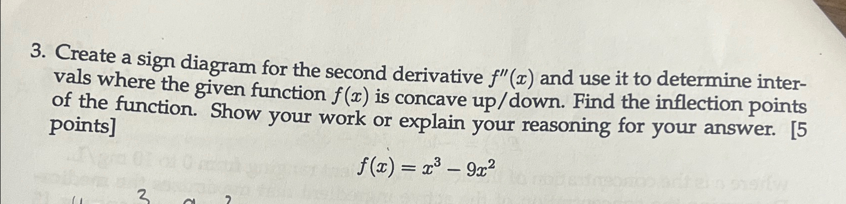 Solved Create a sign diagram for the second derivative | Chegg.com