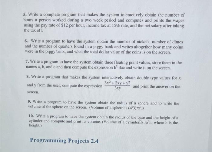 Solved Exercises 2.4 In the following four problems write | Chegg.com