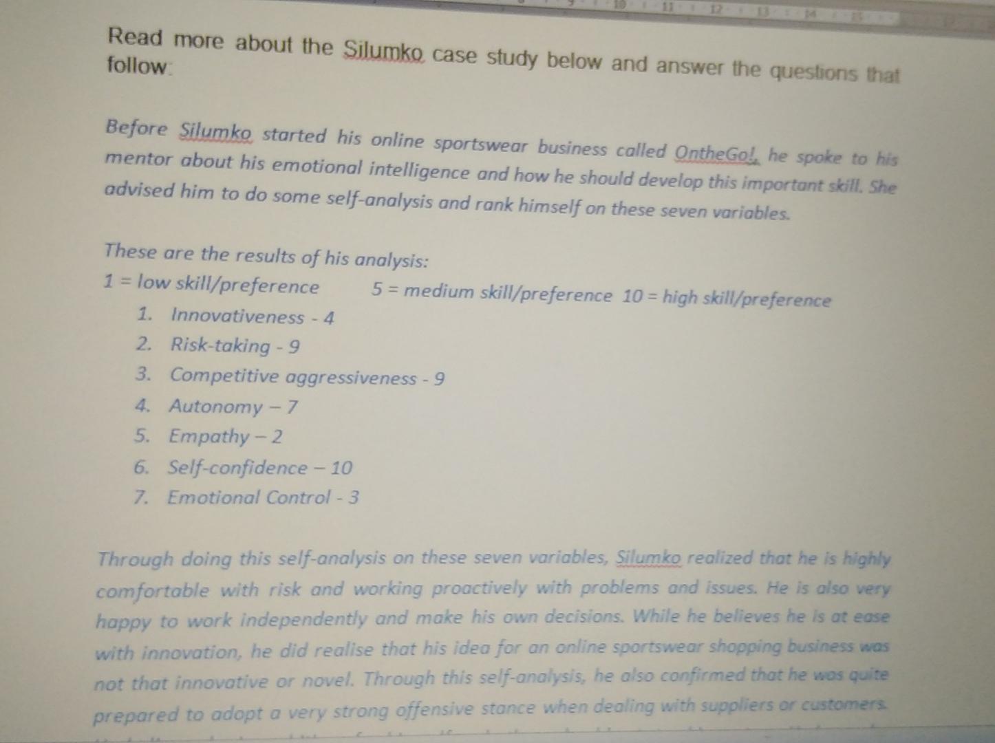 Solved Read more about the Silumko case study below and | Chegg.com