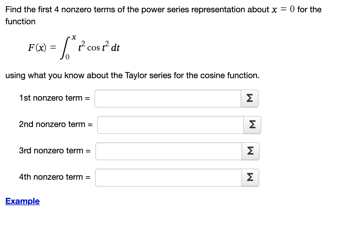 Solved Find the first 4 ﻿nonzero terms of the power series | Chegg.com