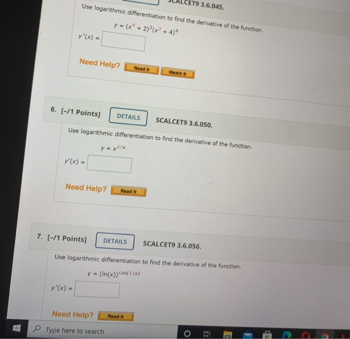 Solved CET9 3.6.045. Use logarithmic differentiation to find | Chegg.com