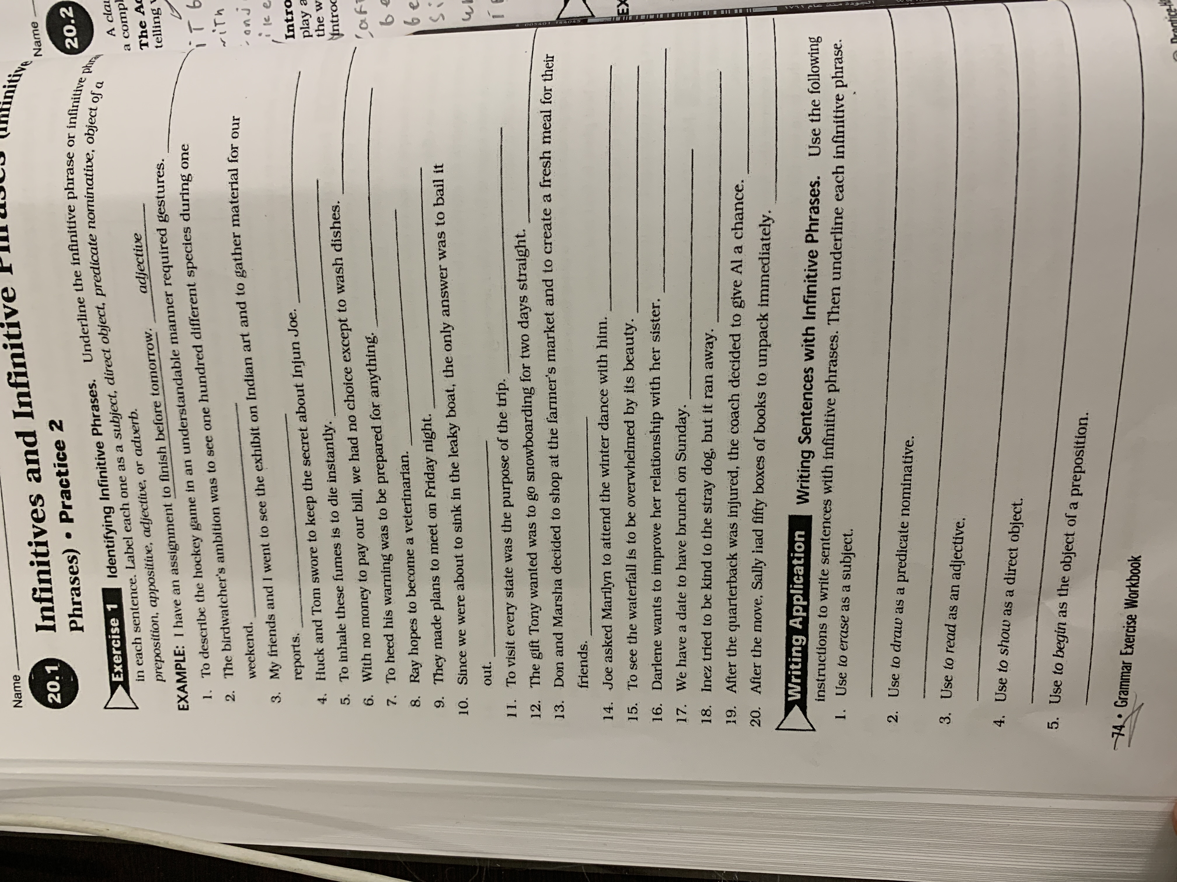 20.1 ﻿Infinitives and InfinitivePhrases) * ﻿Practice | Chegg.com