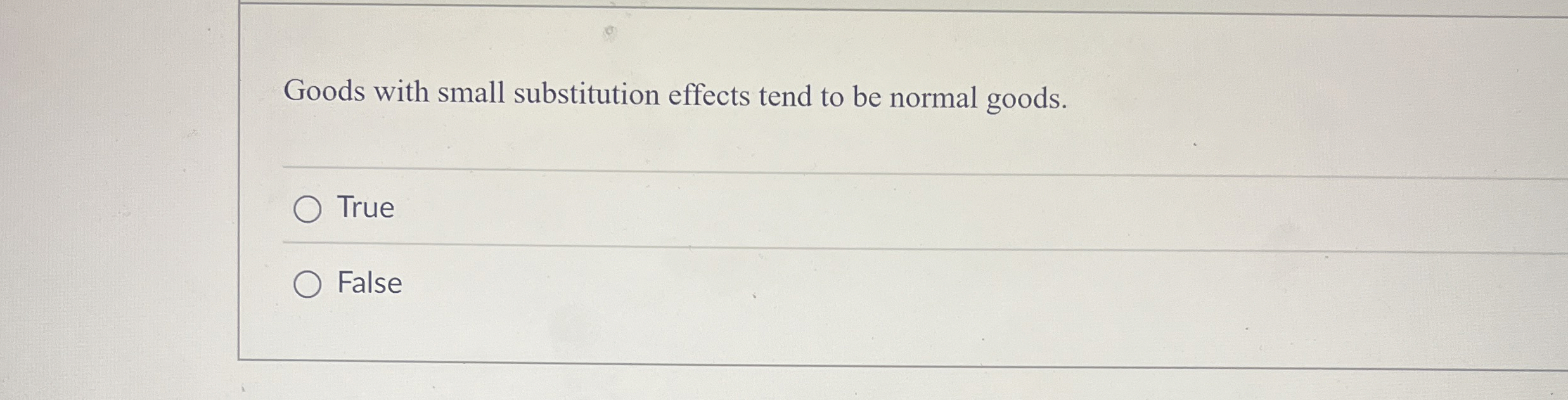 Solved Goods with small substitution effects tend to be | Chegg.com