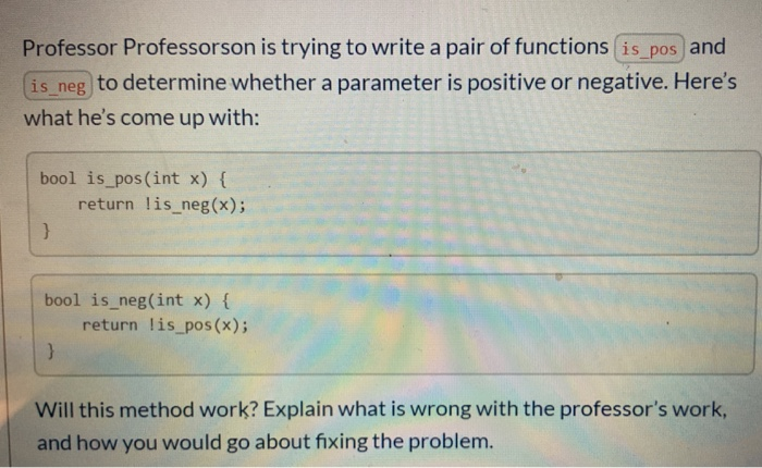 Solved Professor Professorson is trying to write a pair of | Chegg.com
