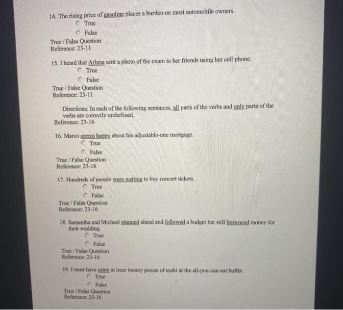 Solved Directions for question 10 only: Identify the verd in | Chegg.com