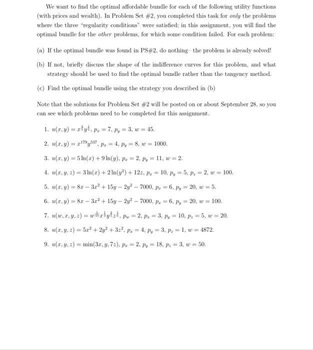 Solved We want to find the optimal affordable bundle for | Chegg.com