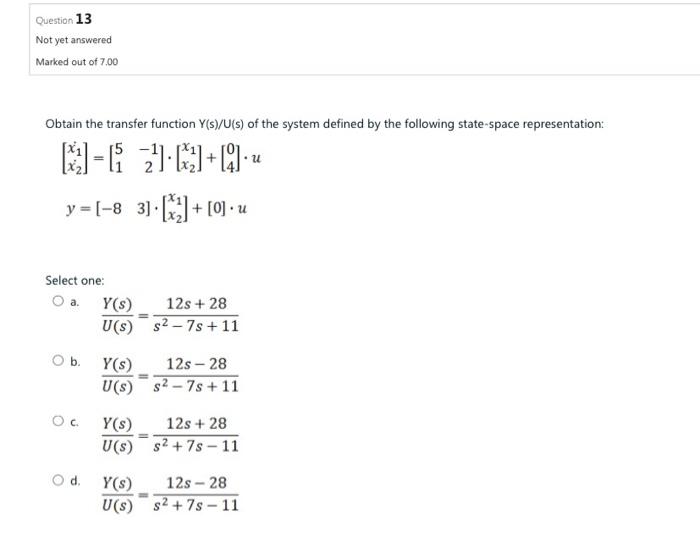 Solved Obtain the transfer function Y(s)/U(s) of the system | Chegg.com