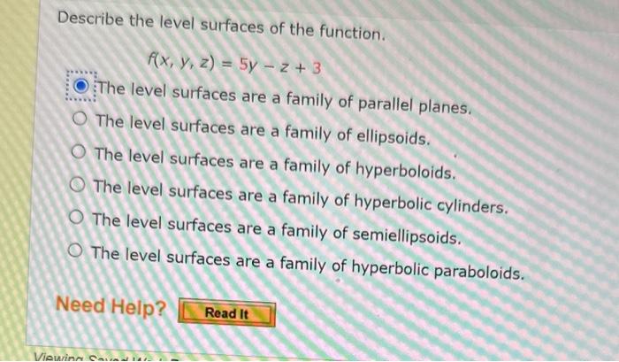 Solved Describe the level surfaces of the function. | Chegg.com