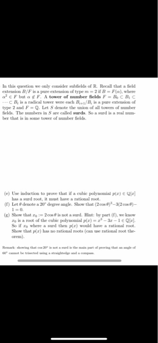 Solved In this question we only consider subfields of R. | Chegg.com