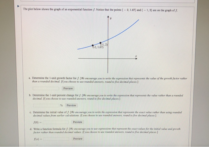 Solved The plot below shows the graph of an exponential | Chegg.com