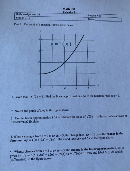 Solved Math 051 Calculus I Daily Assignment 16 Section 3.10 | Chegg.com